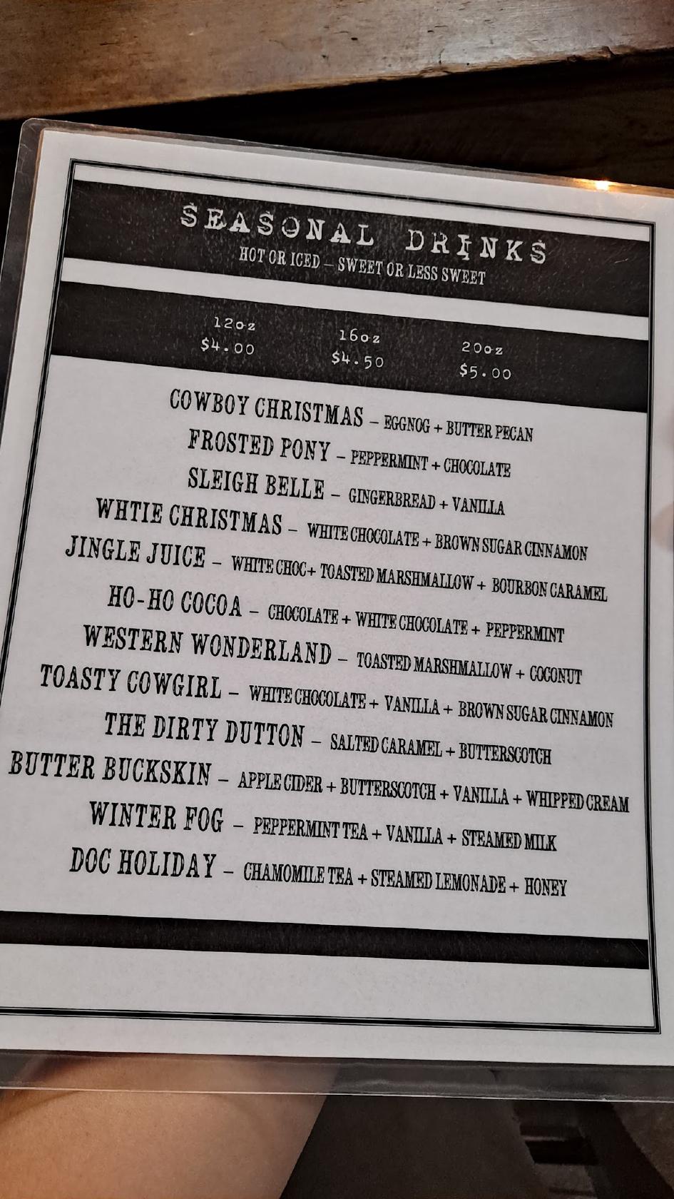 Menu at The Pony Expresso restaurant, Canton