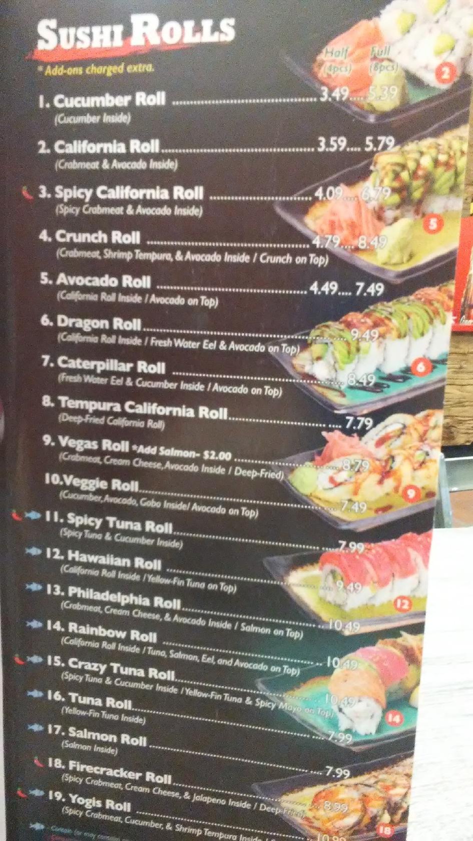 Carta del restaurante Yogis Grill(Pacific Ave), Yuma, S Pacific Ave ...