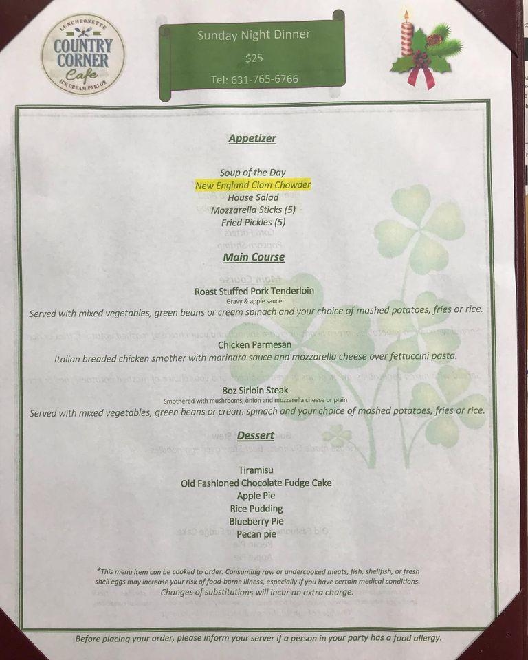 Menu at Country Corner Cafe, Southold, NY-25