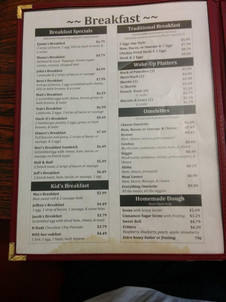 Menu at Criddle's Cafe, South Ogden