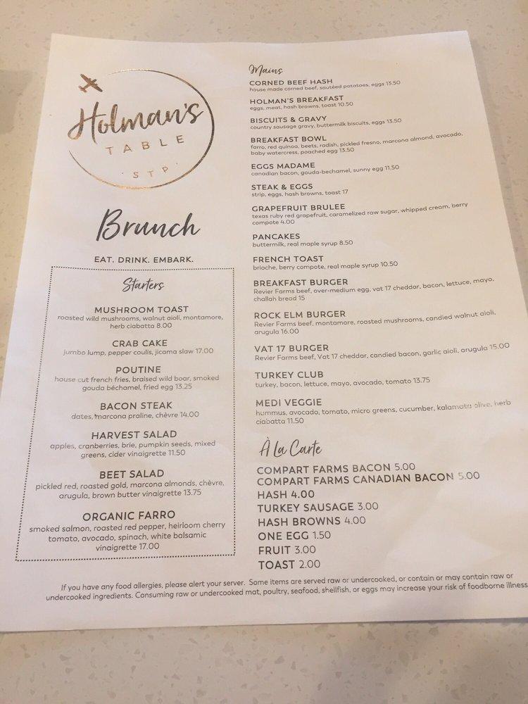 Menu at Holman's Table pub & bar, Saint Paul