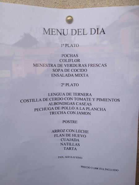 Menu at Bar Restaurante Mavi, Los Arcos