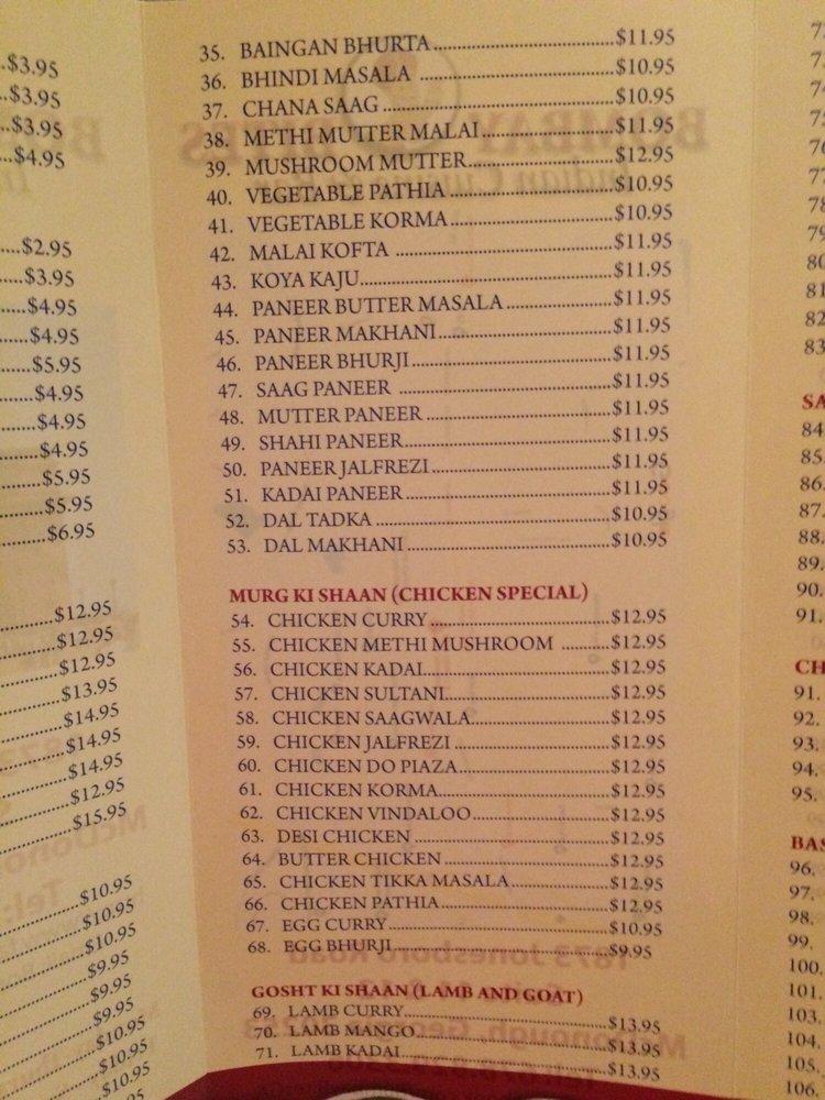 Menu at Bombay Bites restaurant, McDonough