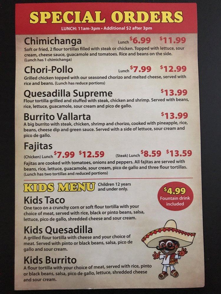 Menu at Compadres Express restaurant, Geneva