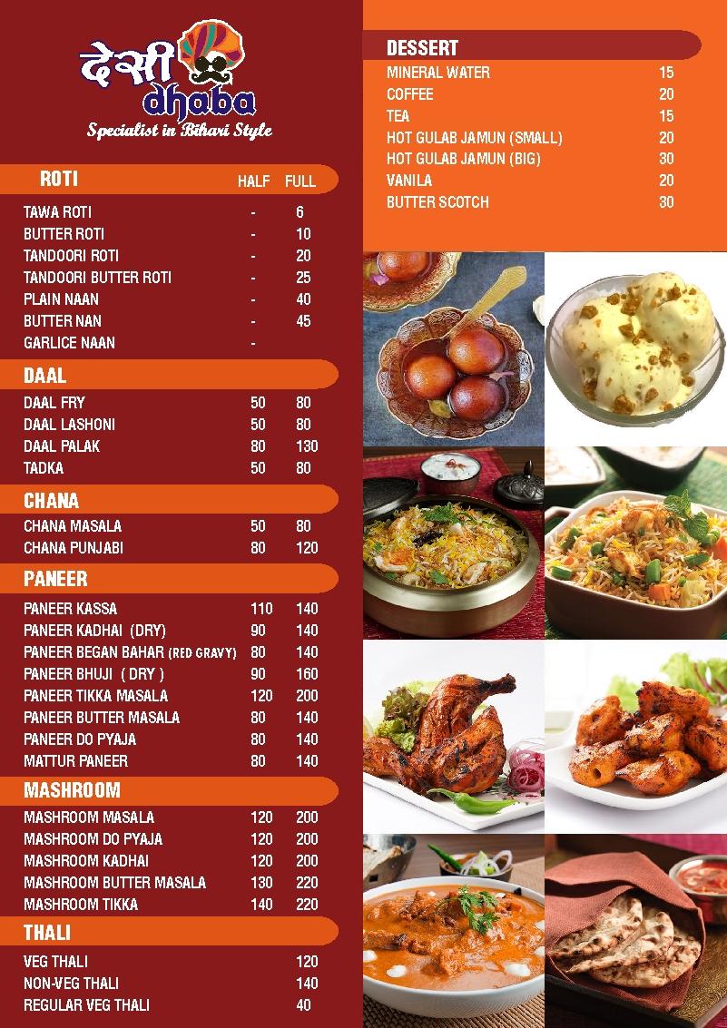 Menu at Desi Dhaba Family Restaurant, Jamshedpur