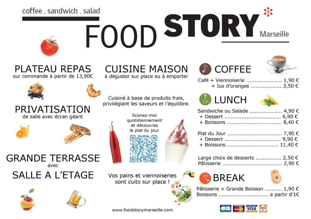 Menu at FOOD STORY restaurant, Marseille