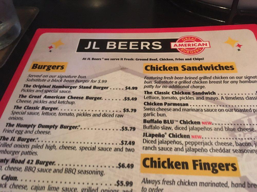 Menu at JL Beers Burnsville pub & bar, Burnsville