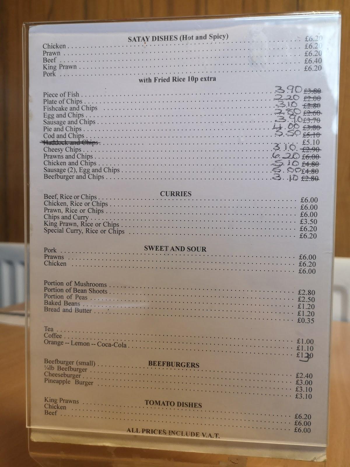Menu at Pangs Fish Restaurant, Frome