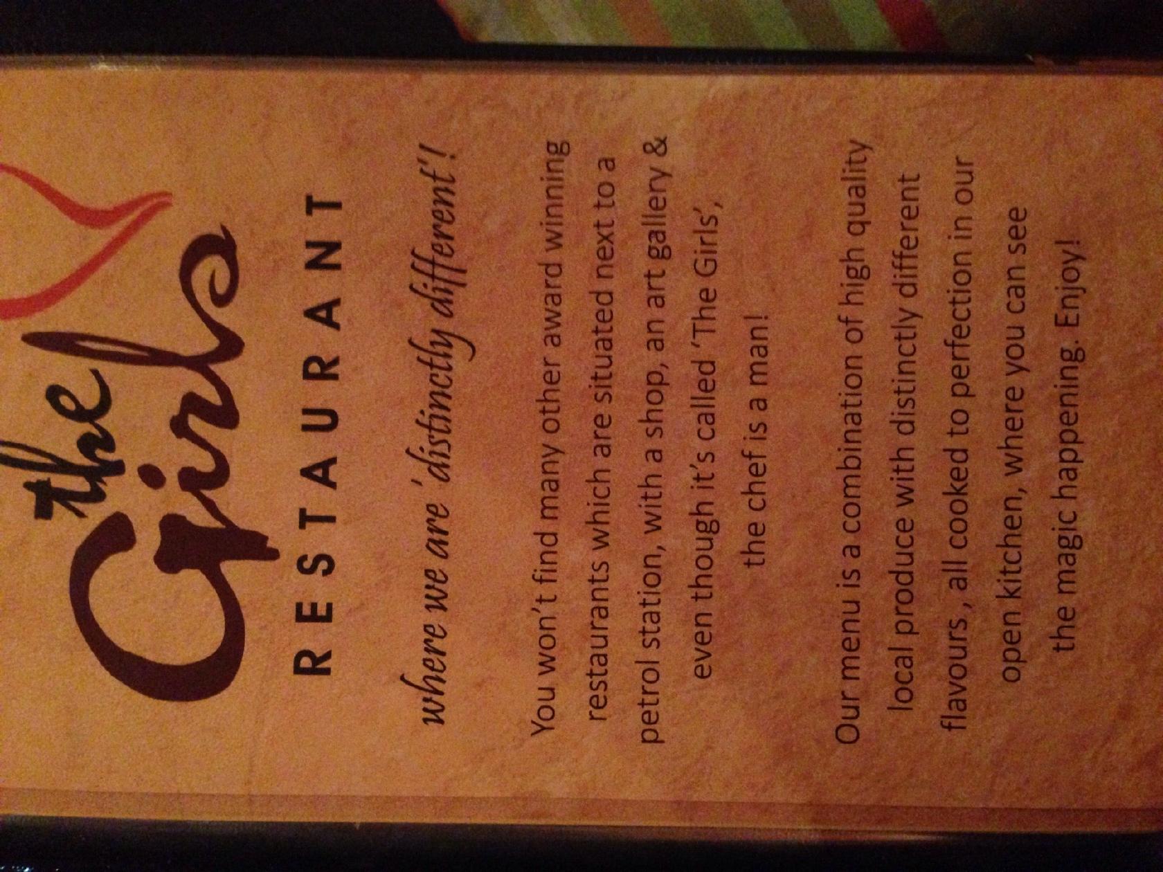 Speisekarte von The Girls on the Square restaurant, Wilderness