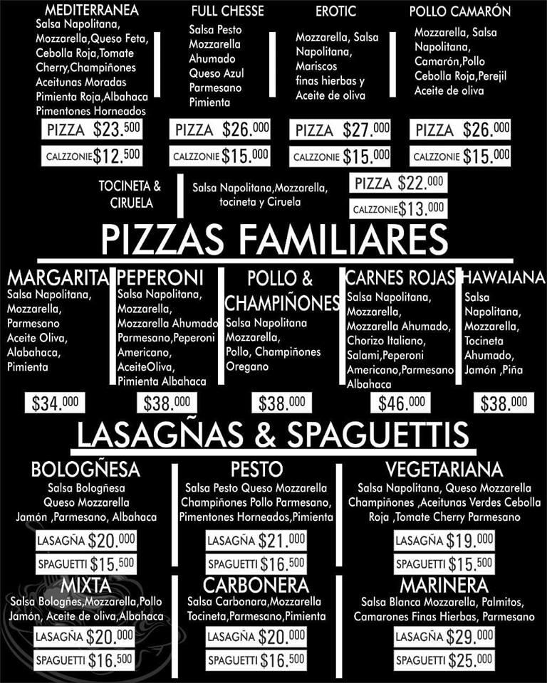Menu at Torino pizza pizzeria, San Gil