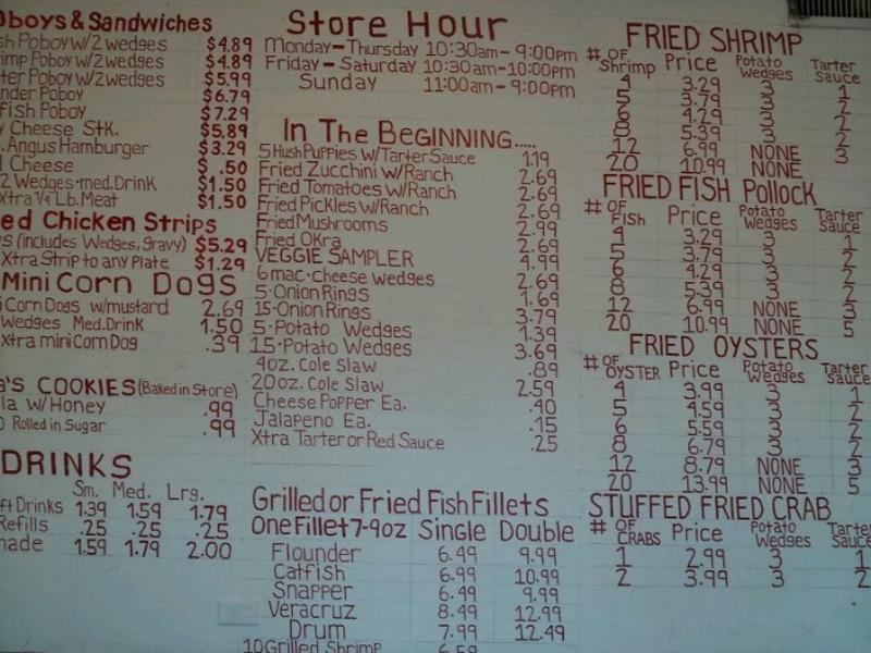 Menu at Banda's restaurant, Corpus Christi, S Port Ave
