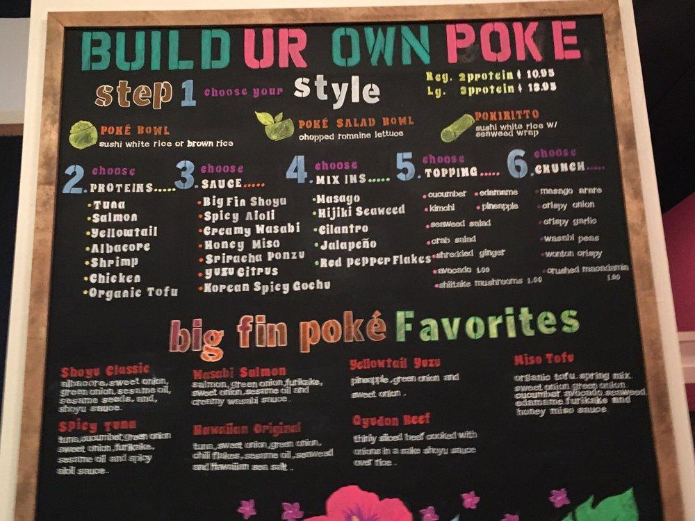 Menu at Big Fin Poké - Westbrook restaurant, Westbrook, 95 Rock Row STE 150