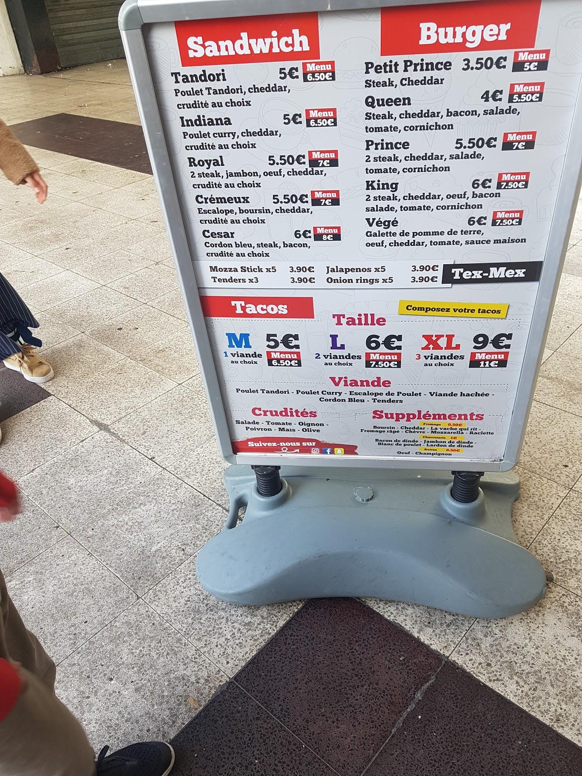 Menu at King Food restaurant, Strasbourg