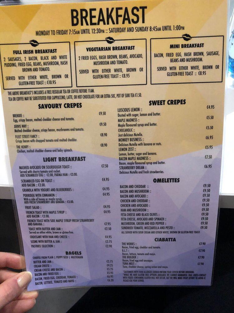 Menu at Lemon Jelly Cafe, Dublin