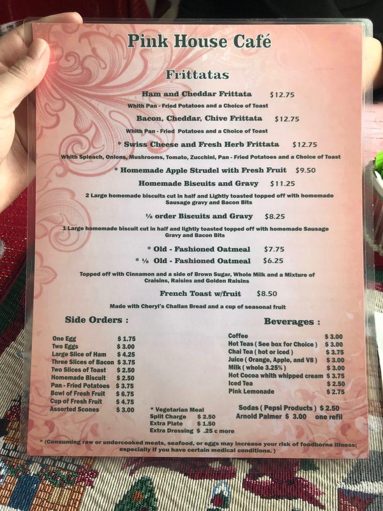 Menu at Pink House Cafe, Independence