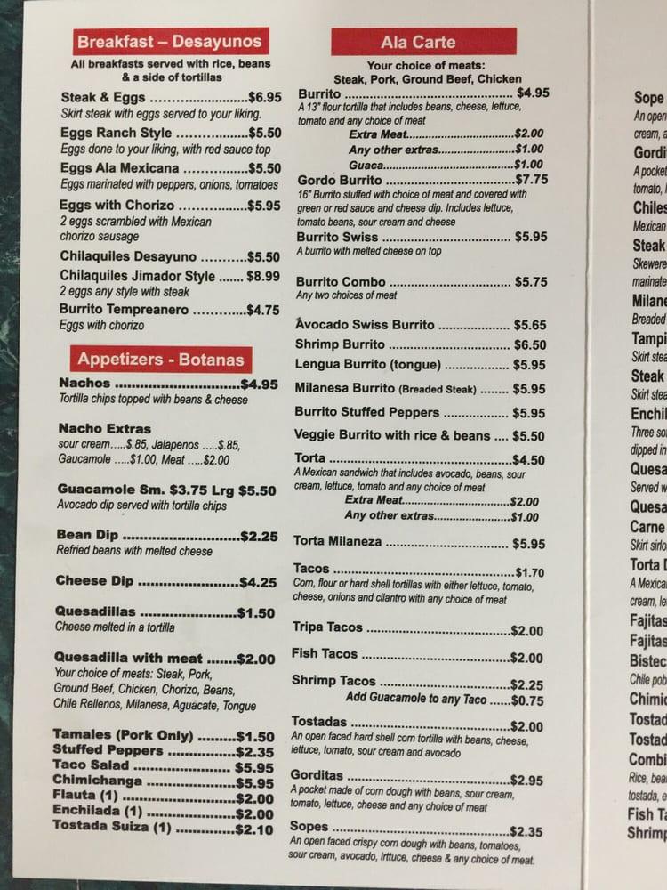 Menu at EL JIMADOR 2 restaurant, Hobart