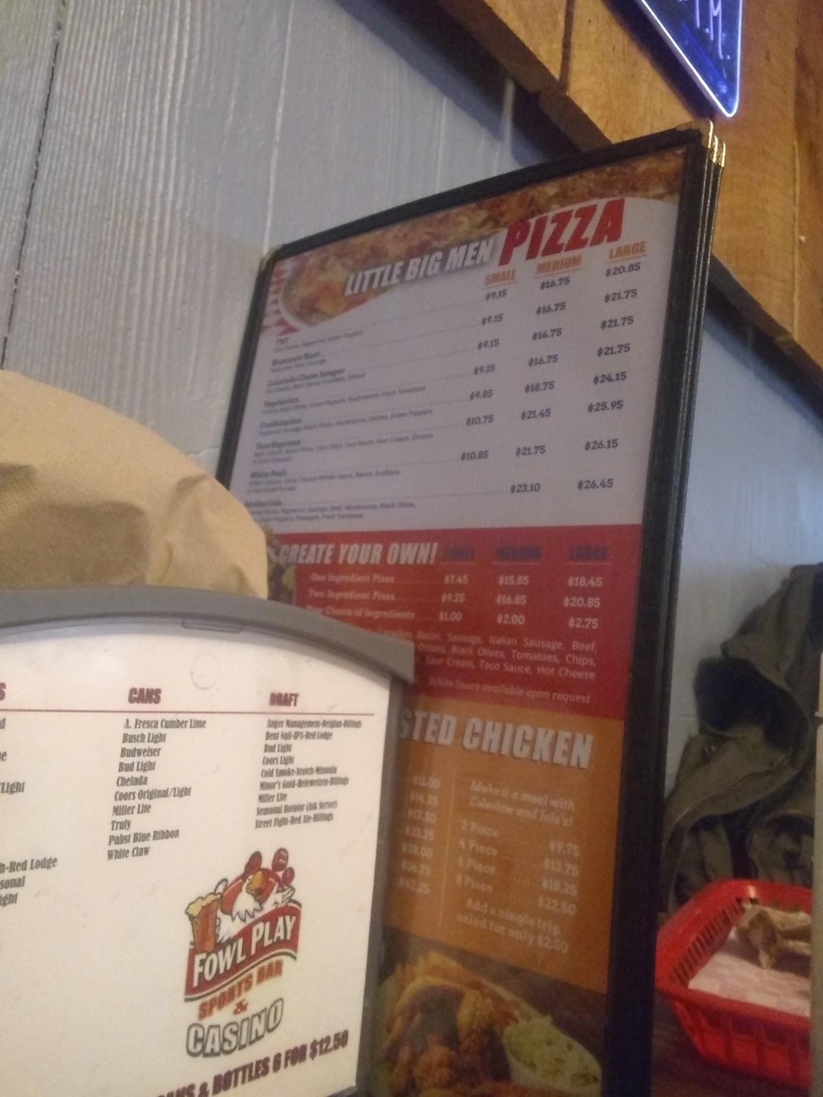Menu at Fowl Play Sports Bar & Casino, Laurel