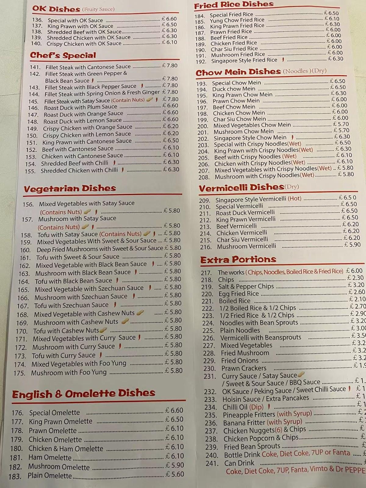 Menu at U Meal Chinese Takeaway fast food, Prescot