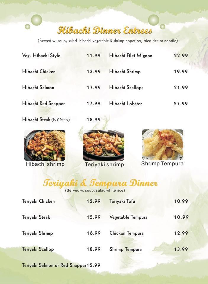 Menu at Yoka Youngsville restaurant, Youngsville
