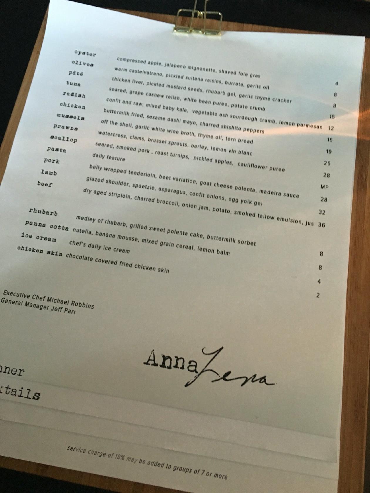 Menu at AnnaLena pub & bar, Vancouver, W 1st Ave
