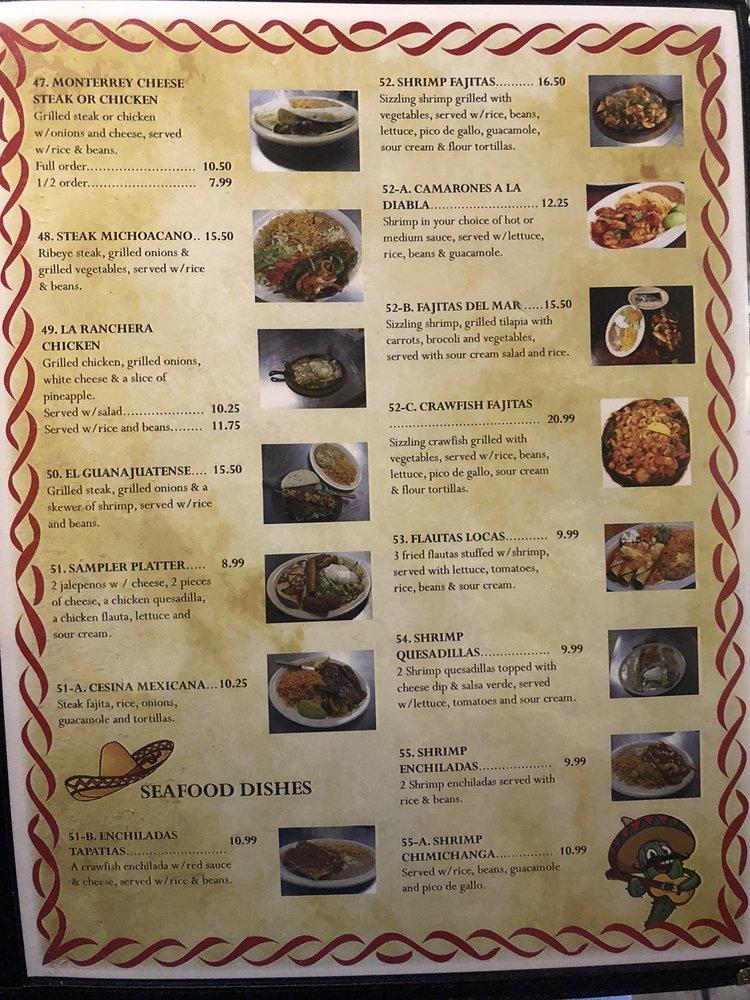 Menu at Fiesta Charra Mexican Restaurant, Lucedale