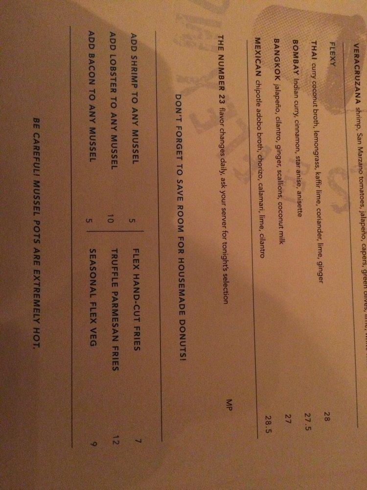 Menu at Flex Mussels desserts, New York City, 3rd Ave