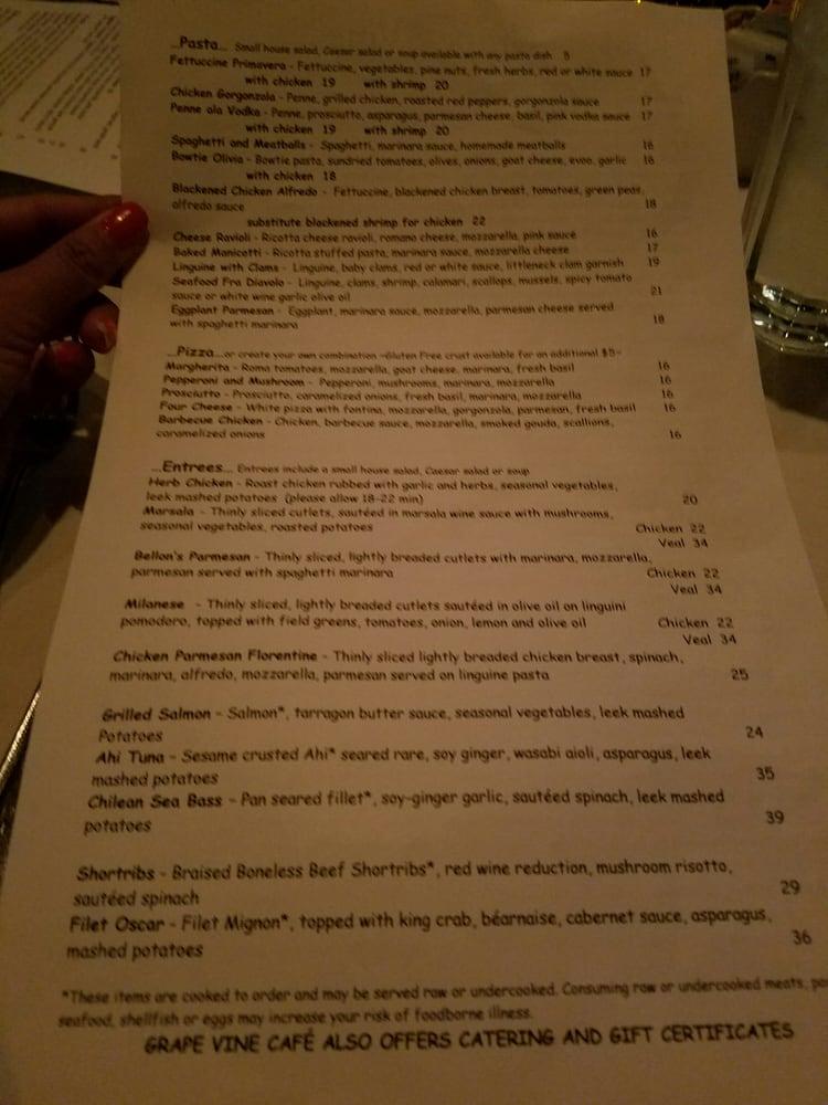 Menu at Grape Vine Cafe, Las Vegas