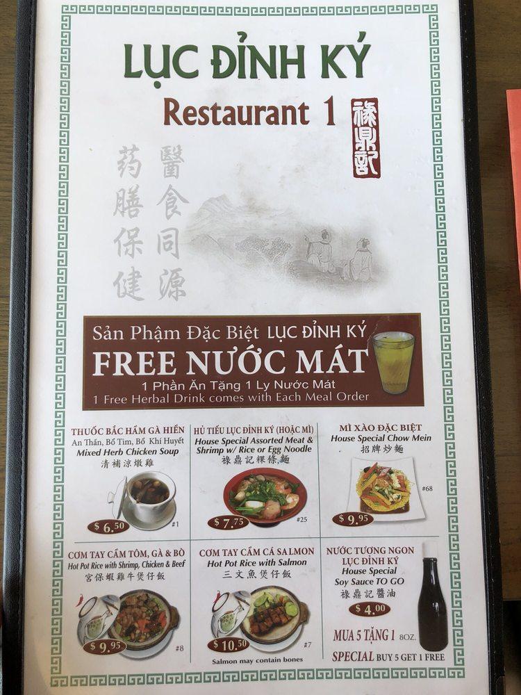 Menu at Luc Dinh Ky 1 Restaurant, Westminster