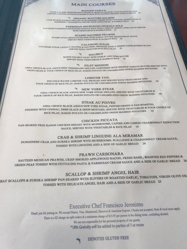 Carta de Miramar Beach Restaurant, Half Moon Bay
