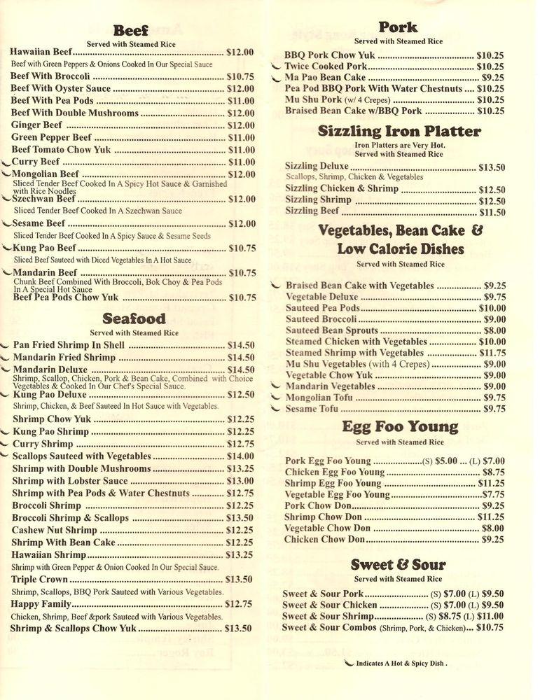Menu at Ocean Garden restaurant, Reedsport, Winchester Ave