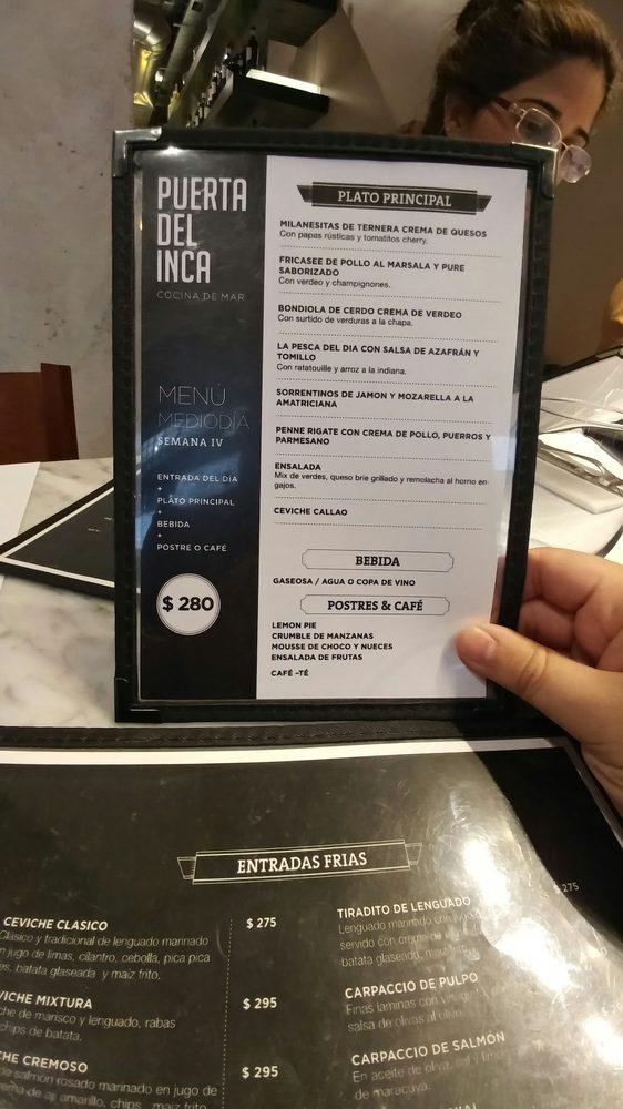 Carta del restaurante Puerta del Inca - Comida Peruana, Buenos Aires