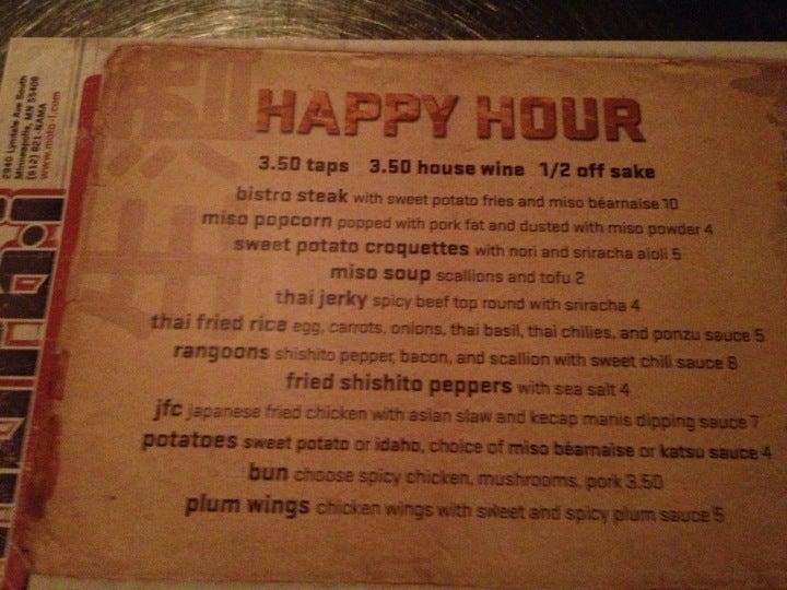 Menu at moto-i restaurant, Minneapolis