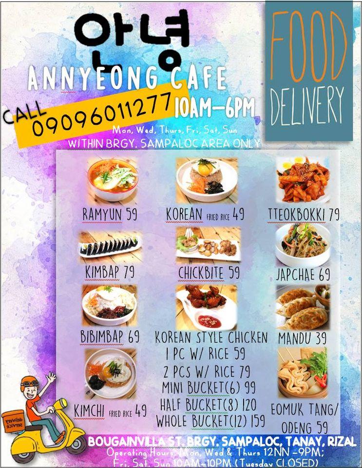 Menu at Annyeong Cafe 안영, Tanay, H927+4W2