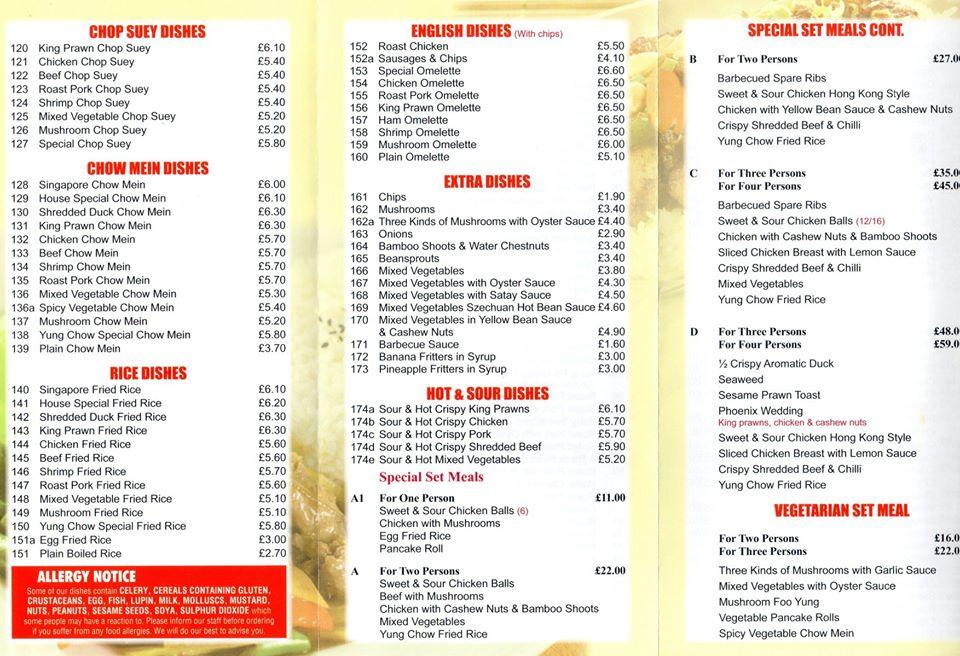 Menu at China Chef fast food, Ottery Saint Mary
