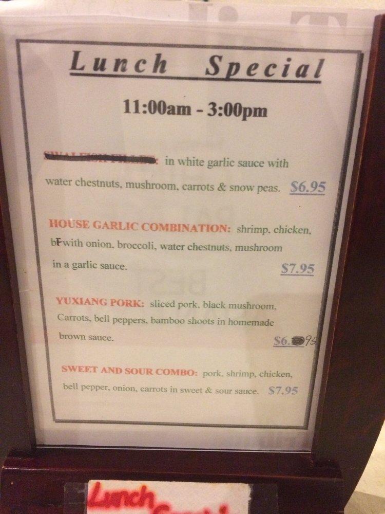 Menu at China Palace restaurant, Mesa