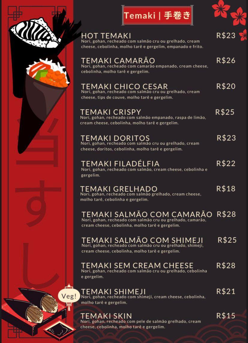 Menu em Restaurante Honto Sushi, Registro