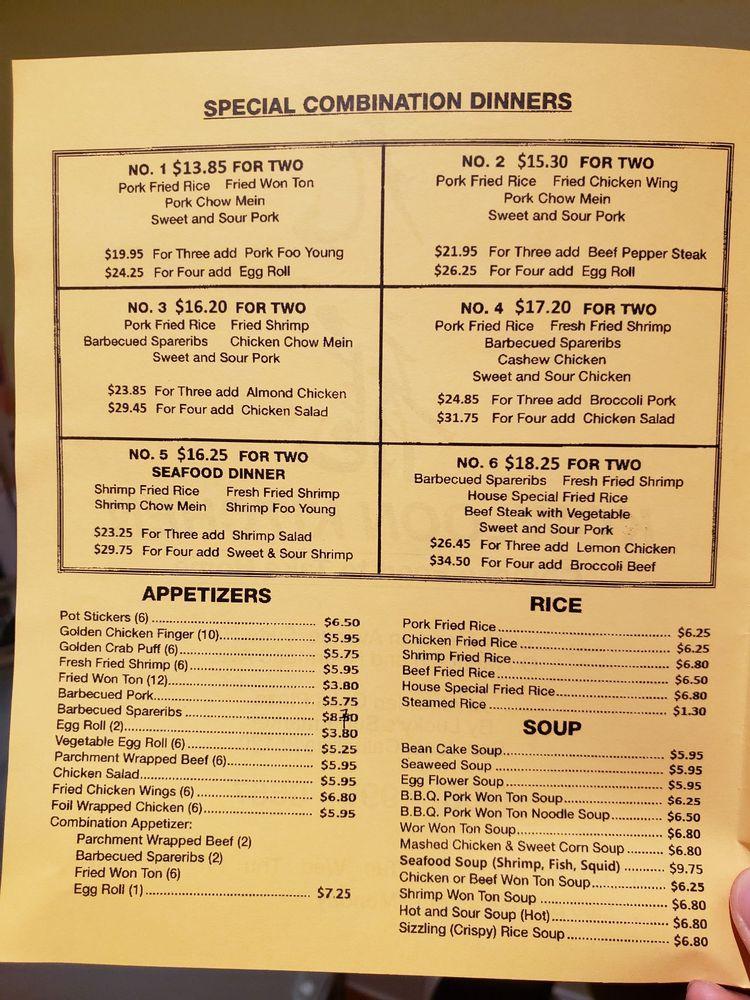 Menu at Kowloon Kitchen Take Out restaurant, San Jose