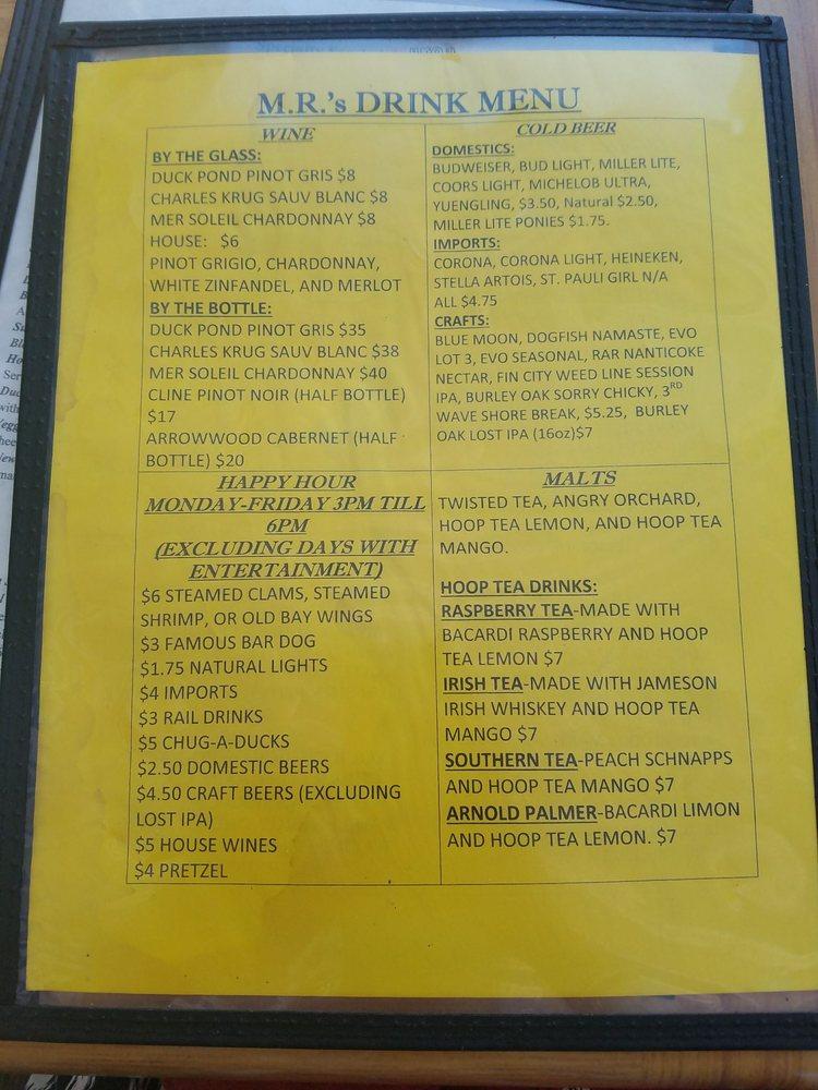 Menu at M.R. Ducks pub & bar, Ocean City