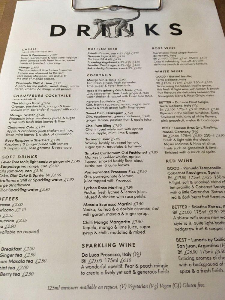 Carta del restaurante Mowgli Street Food Birmingham, Birmingham