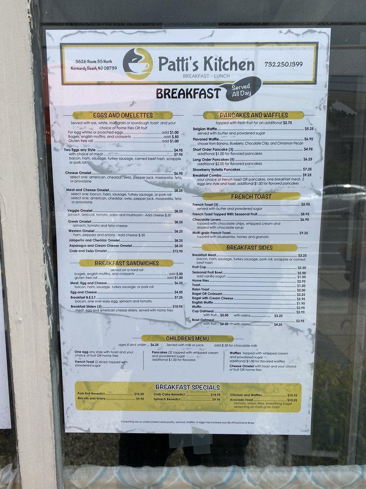 Menu at Patti's Kitchen restaurant, Toms River