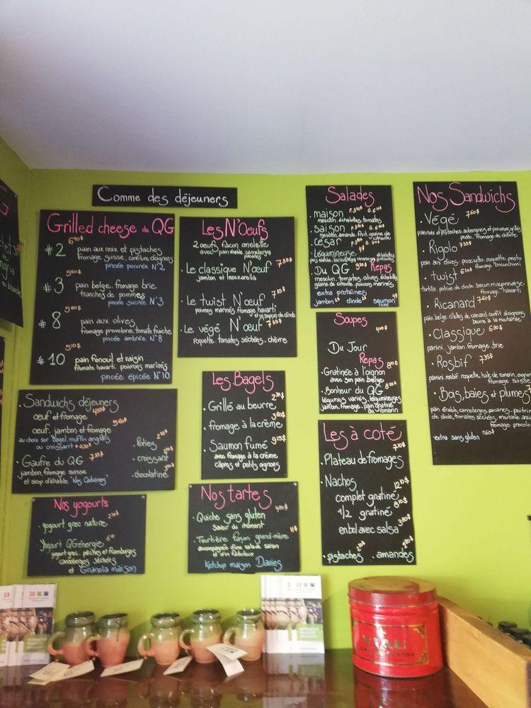 Menu au Quartier Général Du Vieux La Prairie café, La Prairie