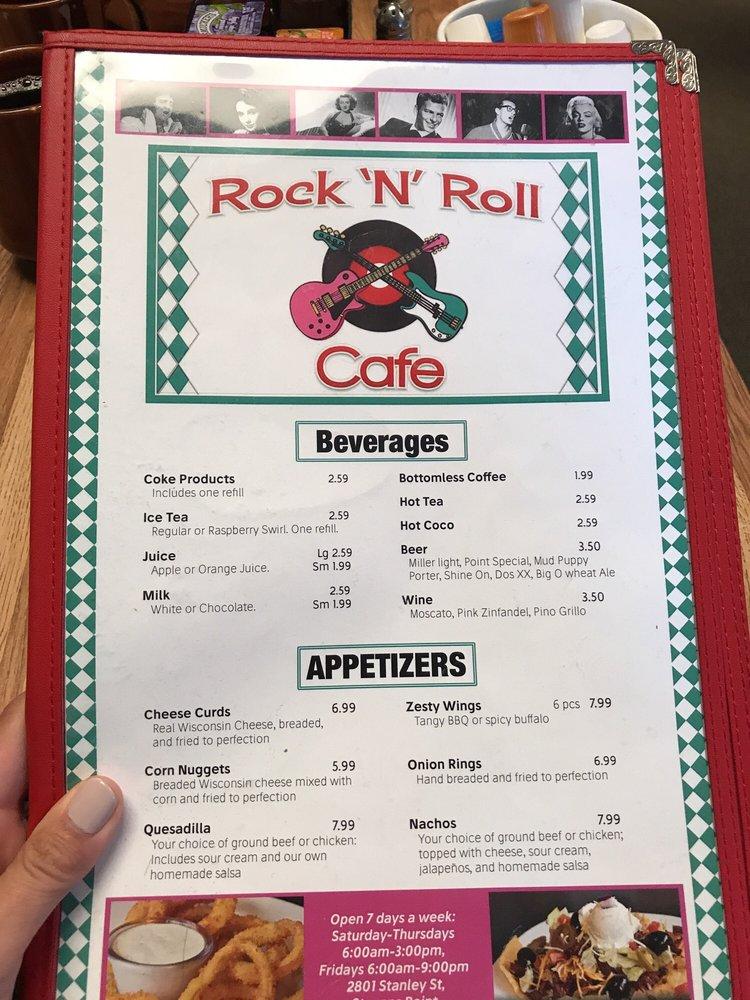 Menu at Rock N Roll Cafe, Stevens Point