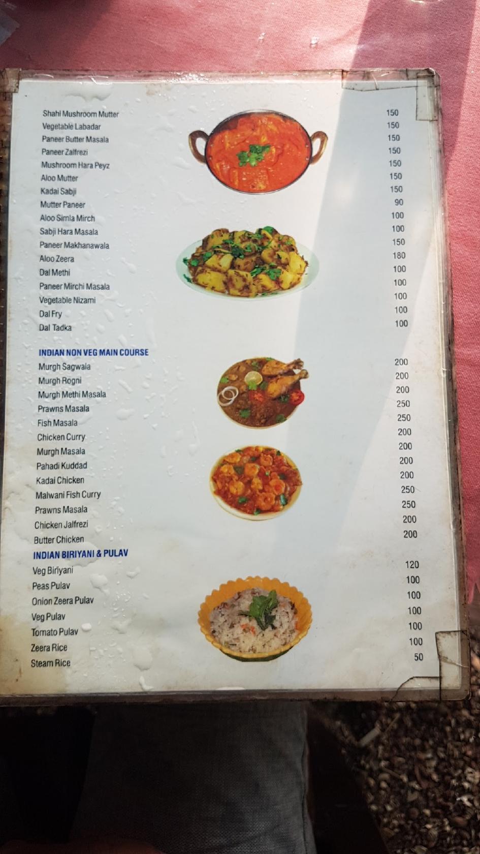 Menu at Sand & Sea Bar & Restaurant, Bambolim