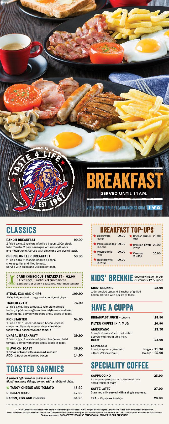 Menu at Santa Rosa Spur Steak Ranch restaurant, Centurion