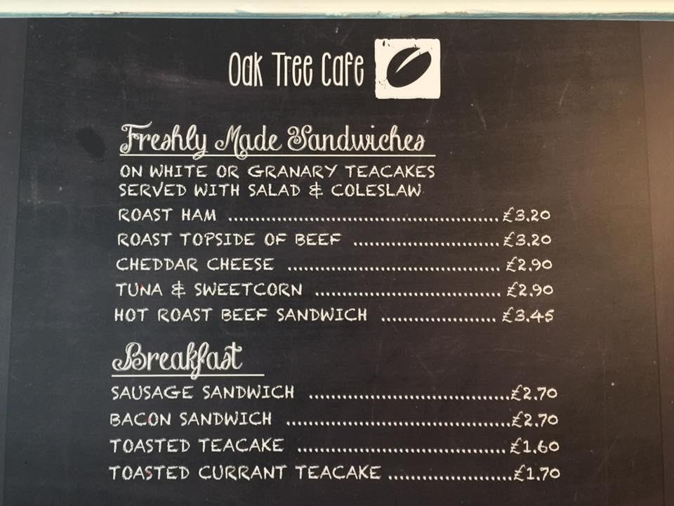 Menu at The Oaktree Café cafe, Batley
