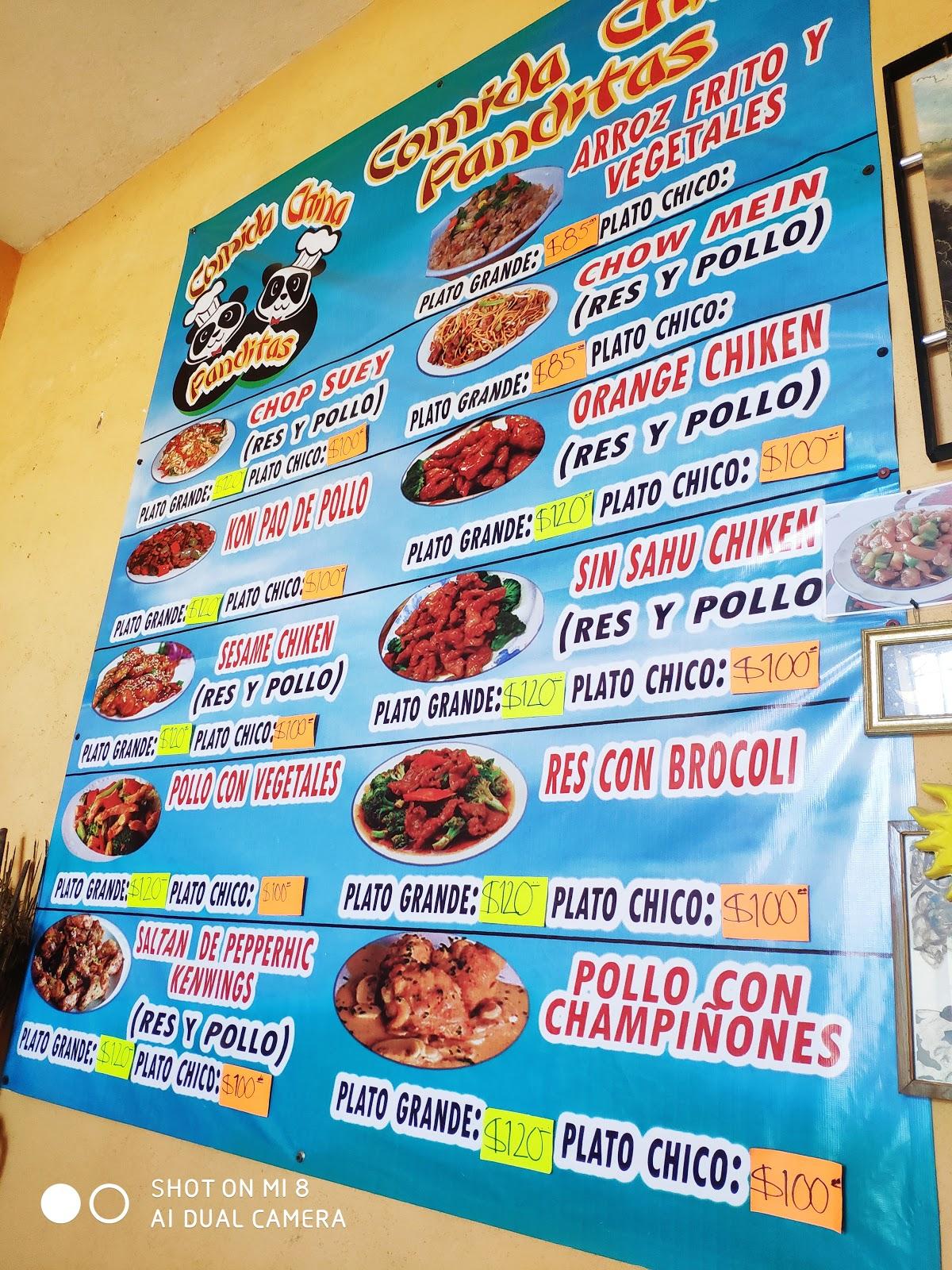 Menu at Comida China restaurant, Colotlán