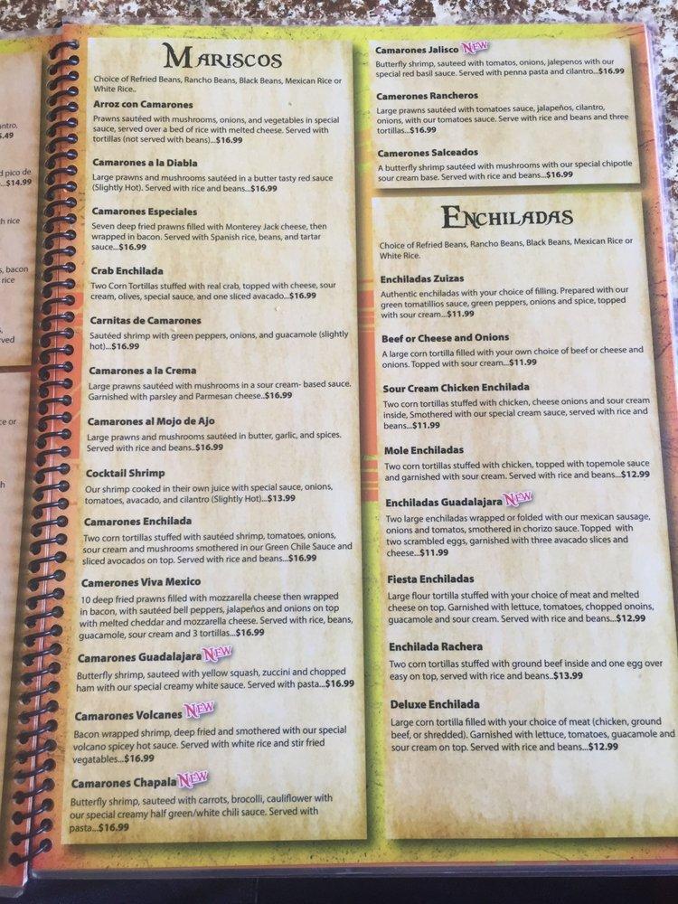 Menu at Fiesta Guadalajara Méxican Restaurant, Rock Springs, 19 Elk St