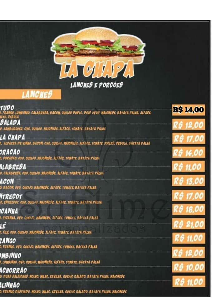 Menu at La Chapa restaurant, Rio Grande