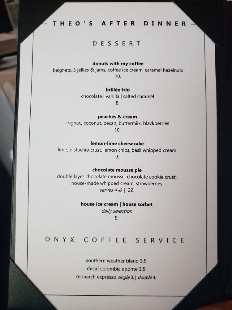 Menu at Theo's - Rogers steakhouse, Rogers