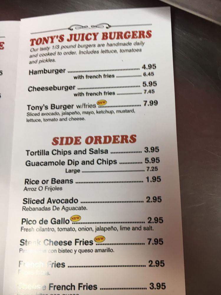 Menu at Riky's Mexican Grill restaurant, Lyons